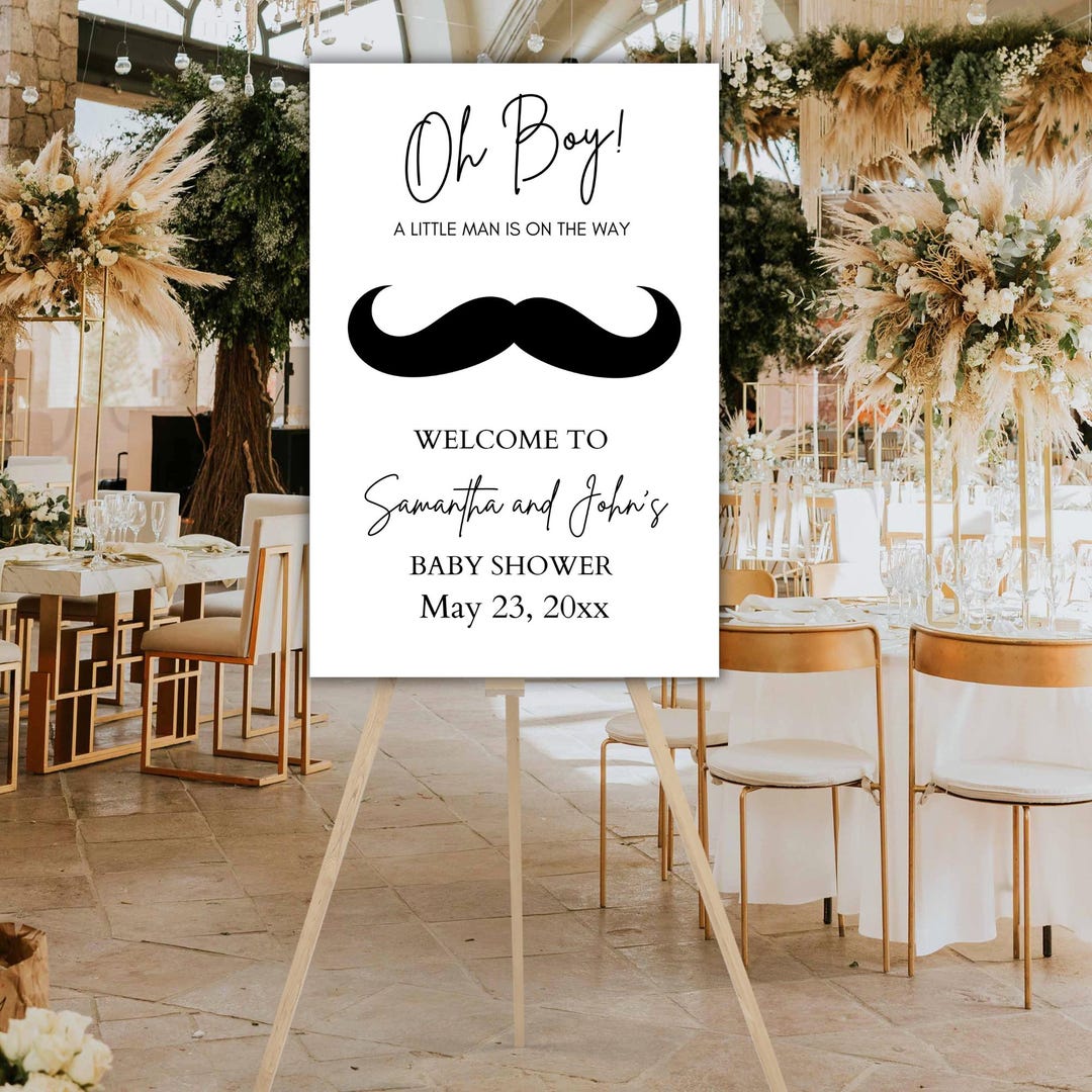 Oh Boy Little Man Baby Shower Welcome Sign, Baby Boy Baby Shower Decor ...
