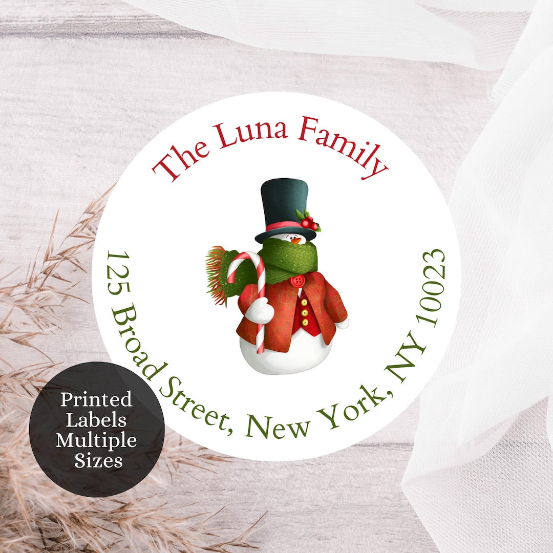 Custom Christmas Return Address Labels, Return Address Round Labels ...