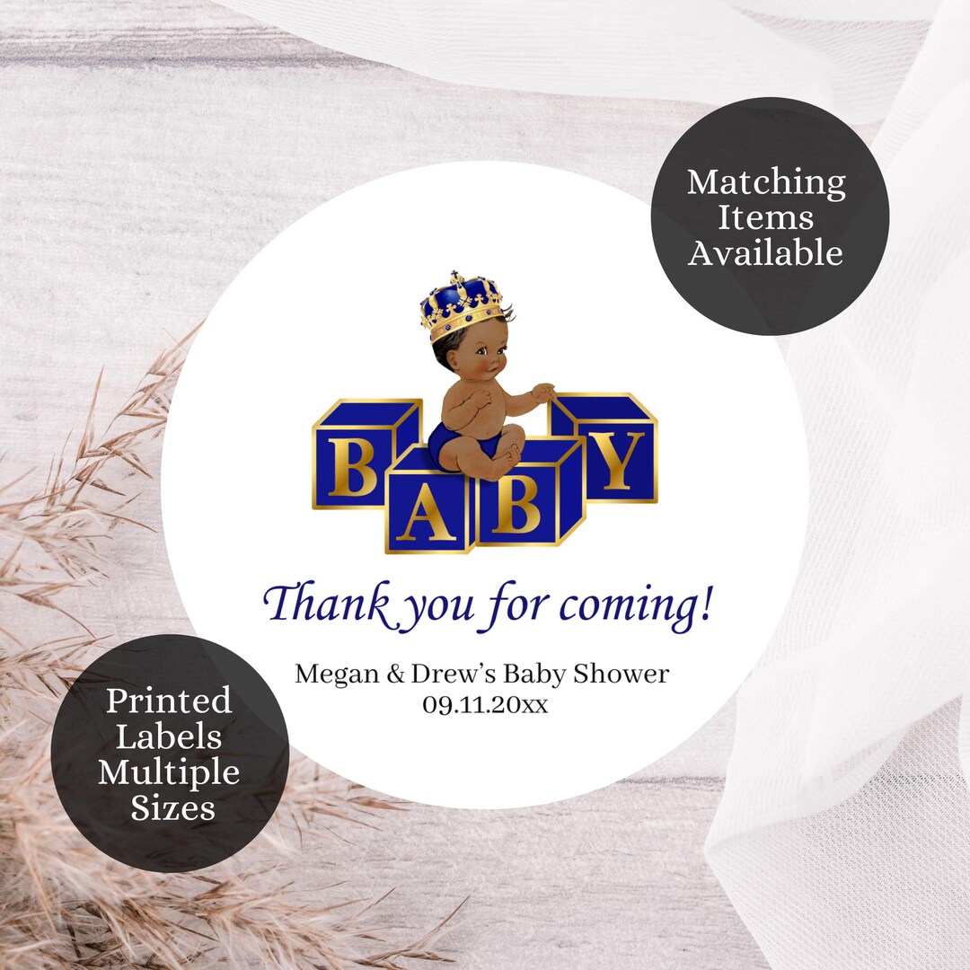 Custom Royal Prince Baby Shower Labels, Custom Baby Shower Stickers ...
