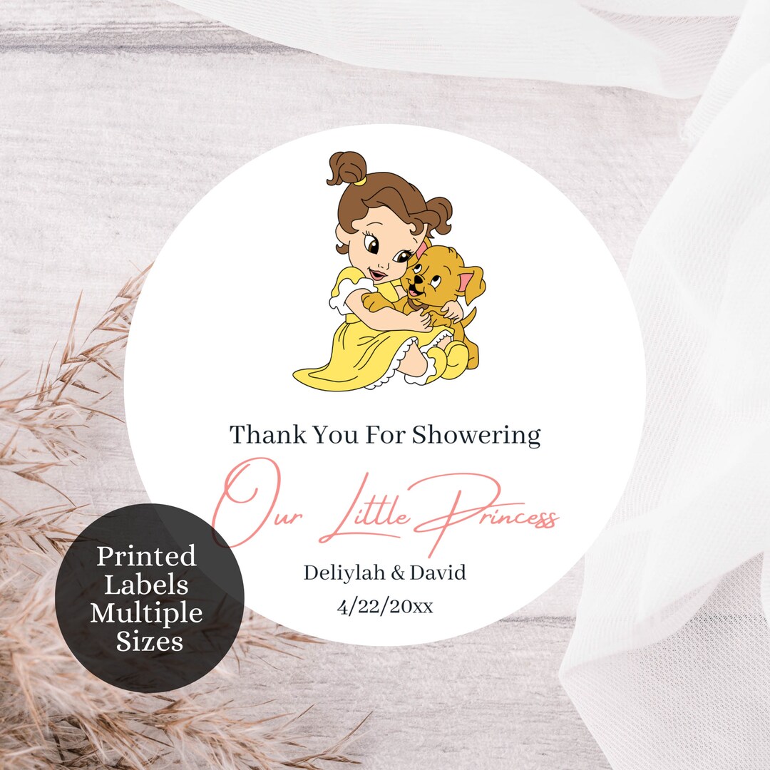 Custom Baby Princess Baby Shower Labels, Custom Baby Shower Stickers ...