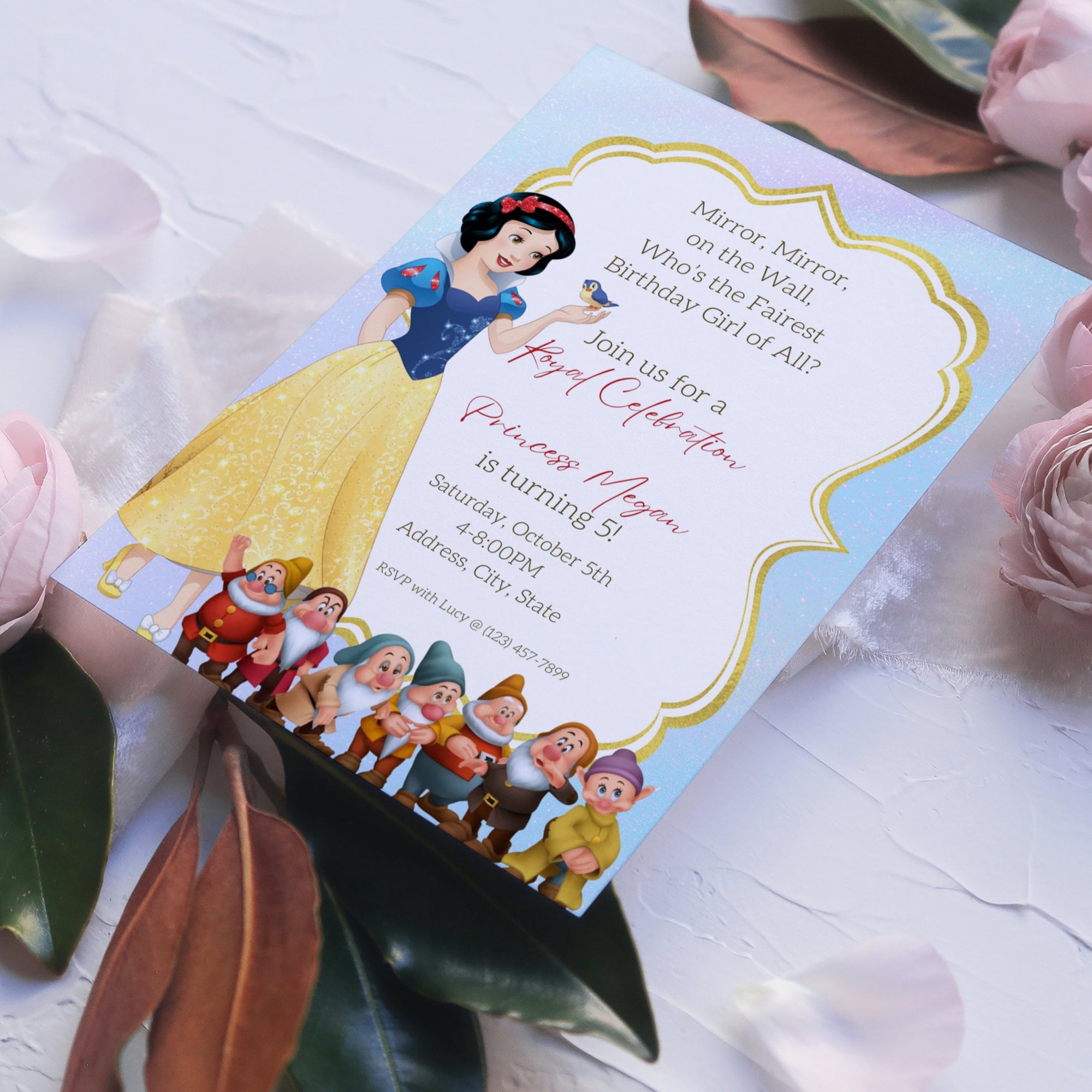 Snow White Birthday Invitation Snow White Party Princess - Etsy