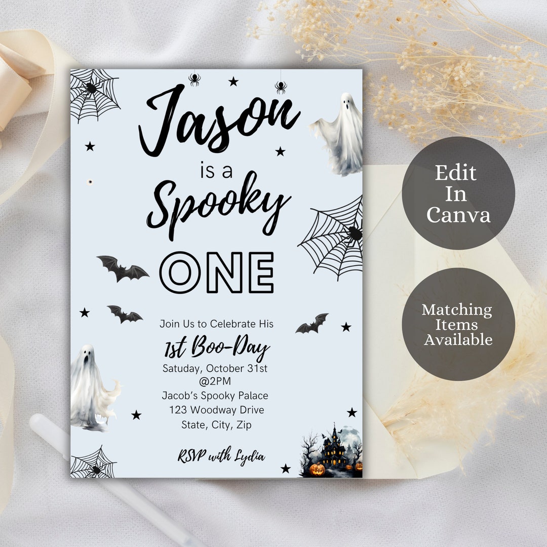 Spooky One Boys Birthday Invitation, First Birthday Invitation ...