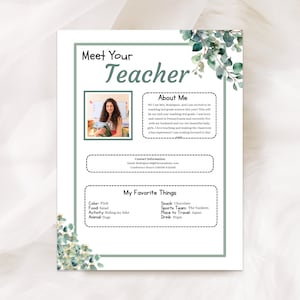 Editable Meet the Teacher Template Printable, Boho Floral Eucalyptus ...
