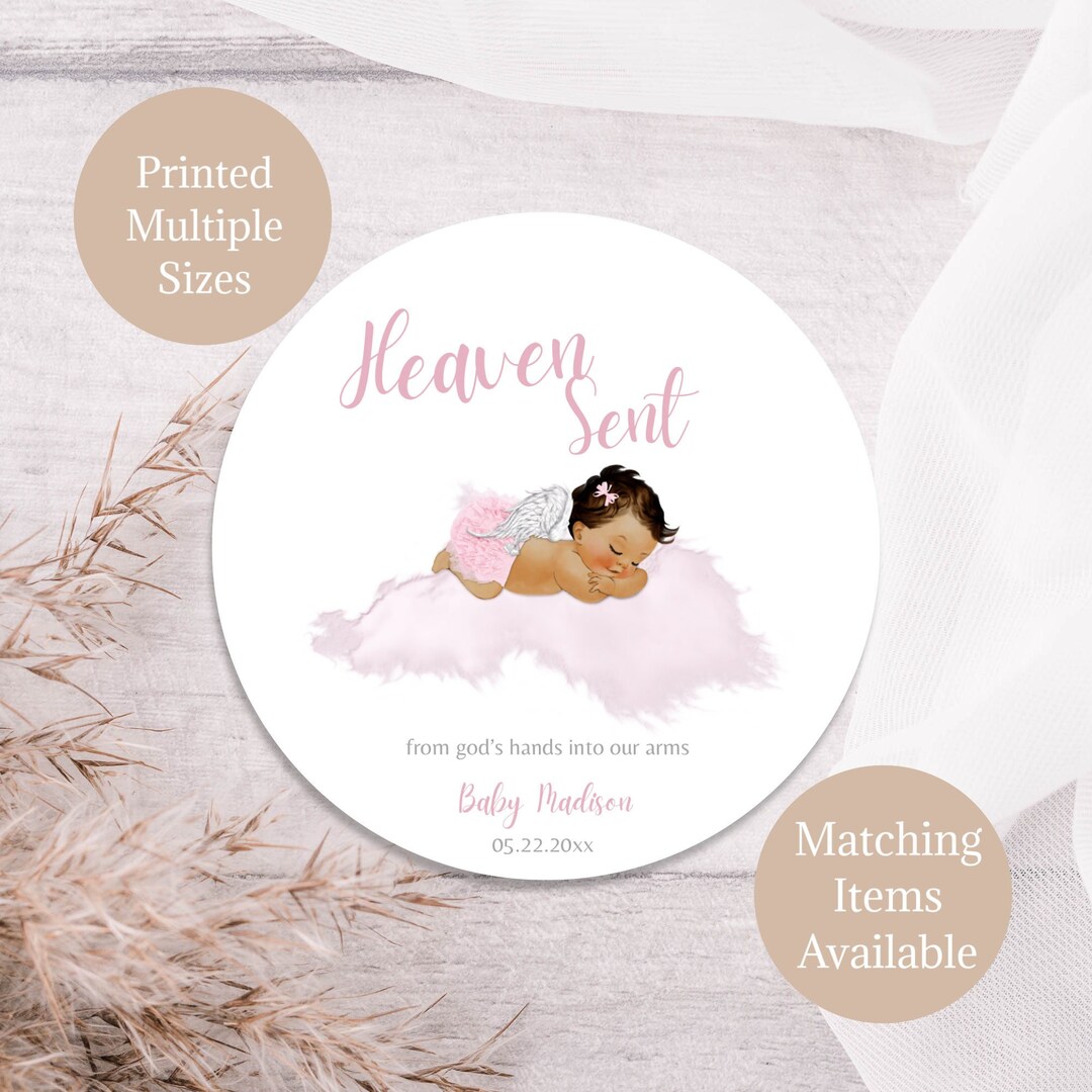 Custom Heaven Sent Baby Shower Labels Baby Girl Heaven Sent - Etsy