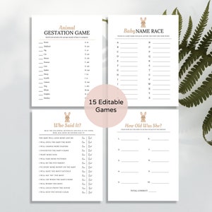 Bunny Rabbit Baby Shower Game Bundle, Bunny Baby Shower Game Set ...