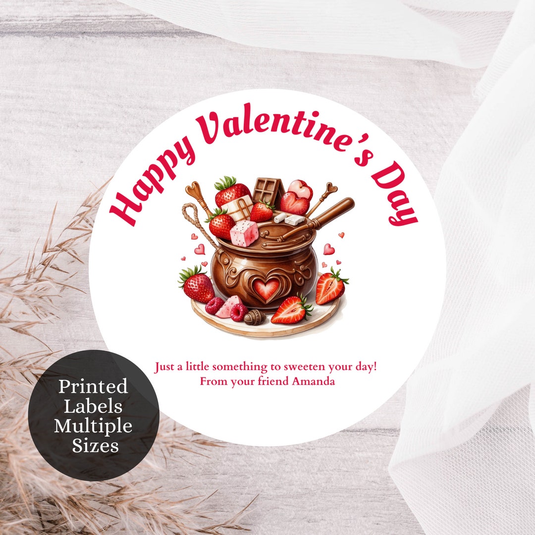 Custom Printed Valentine's Day Round Labels, Valentines Day Gift Tags ...