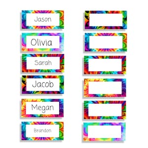 Editable Tie Dye School Classroom Name Tags, Rainbow, Editable ...