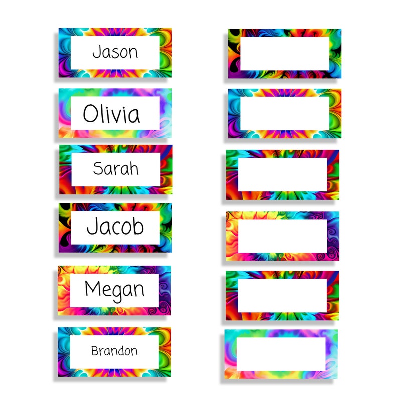 Editable Tie Dye School Classroom Name Tags, Rainbow, Editable ...