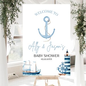Editable Nautical Themed Welcome Party Sign, Printable, Editable Baby ...