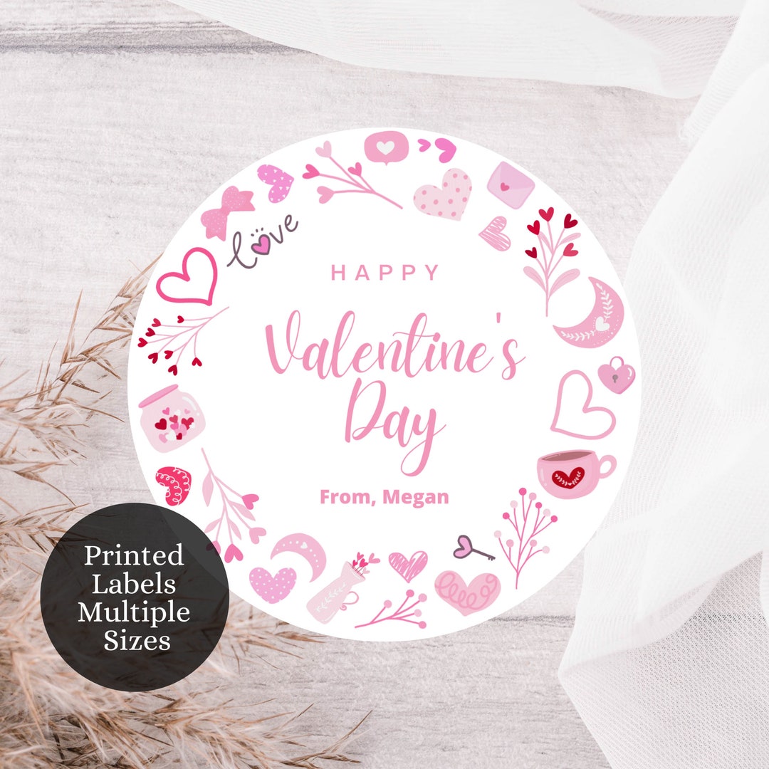 Custom Valentine's Day Sticker, Happy Valentines Day Labels, Valentine ...