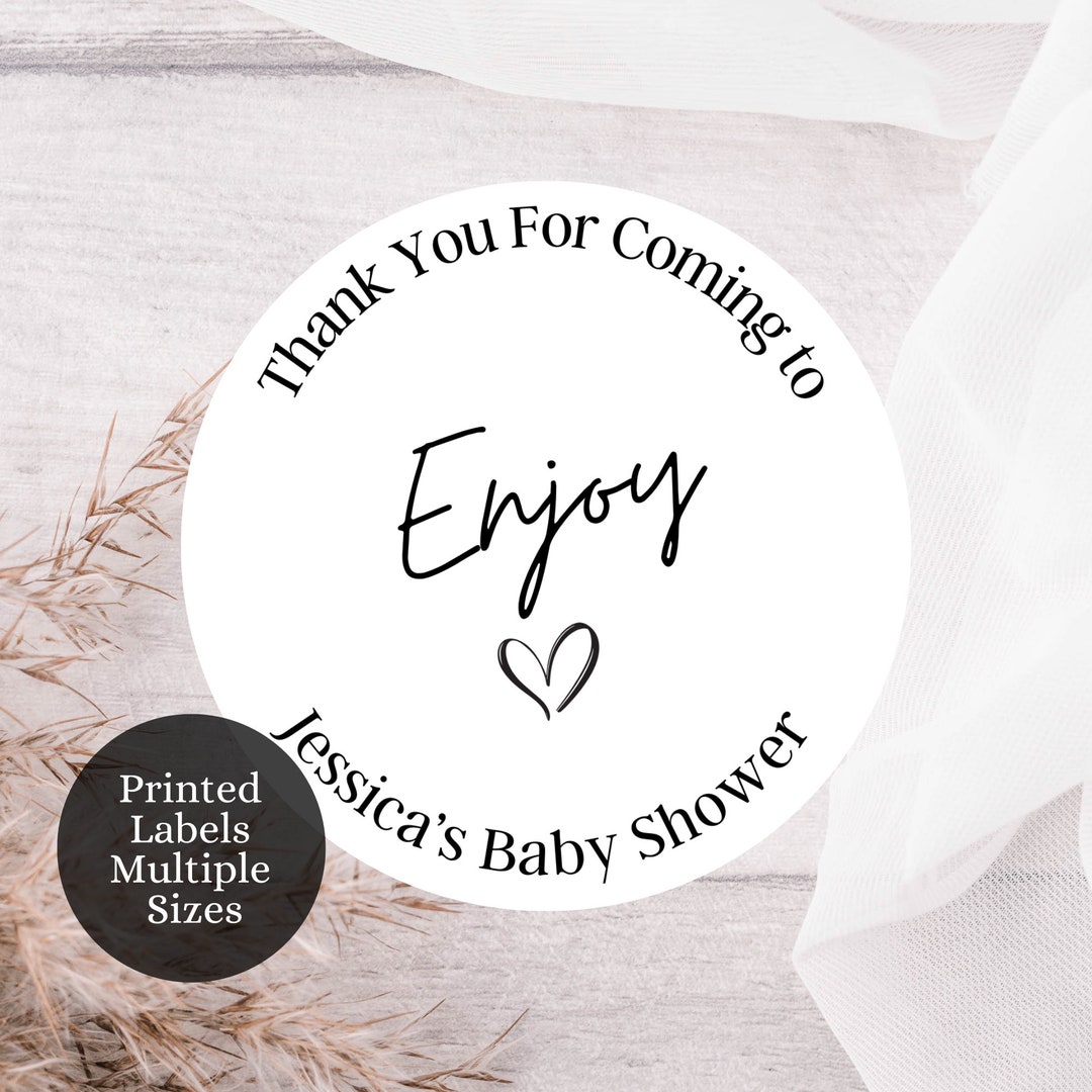 Custom Printed Baby Shower Round Labels, Enjoy Stickers, Treat Bag ...