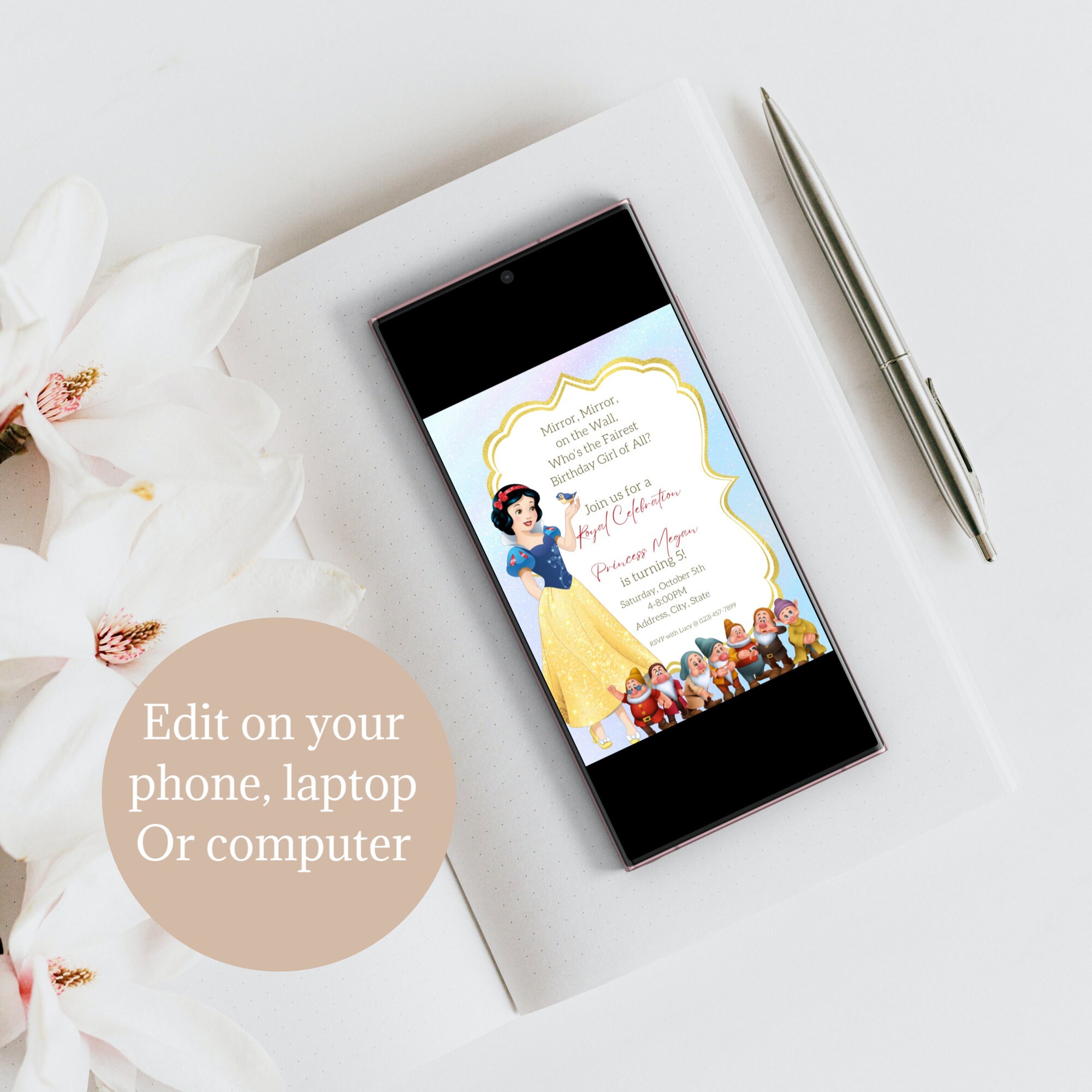 Snow White Birthday Invitation Snow White Party Princess - Etsy