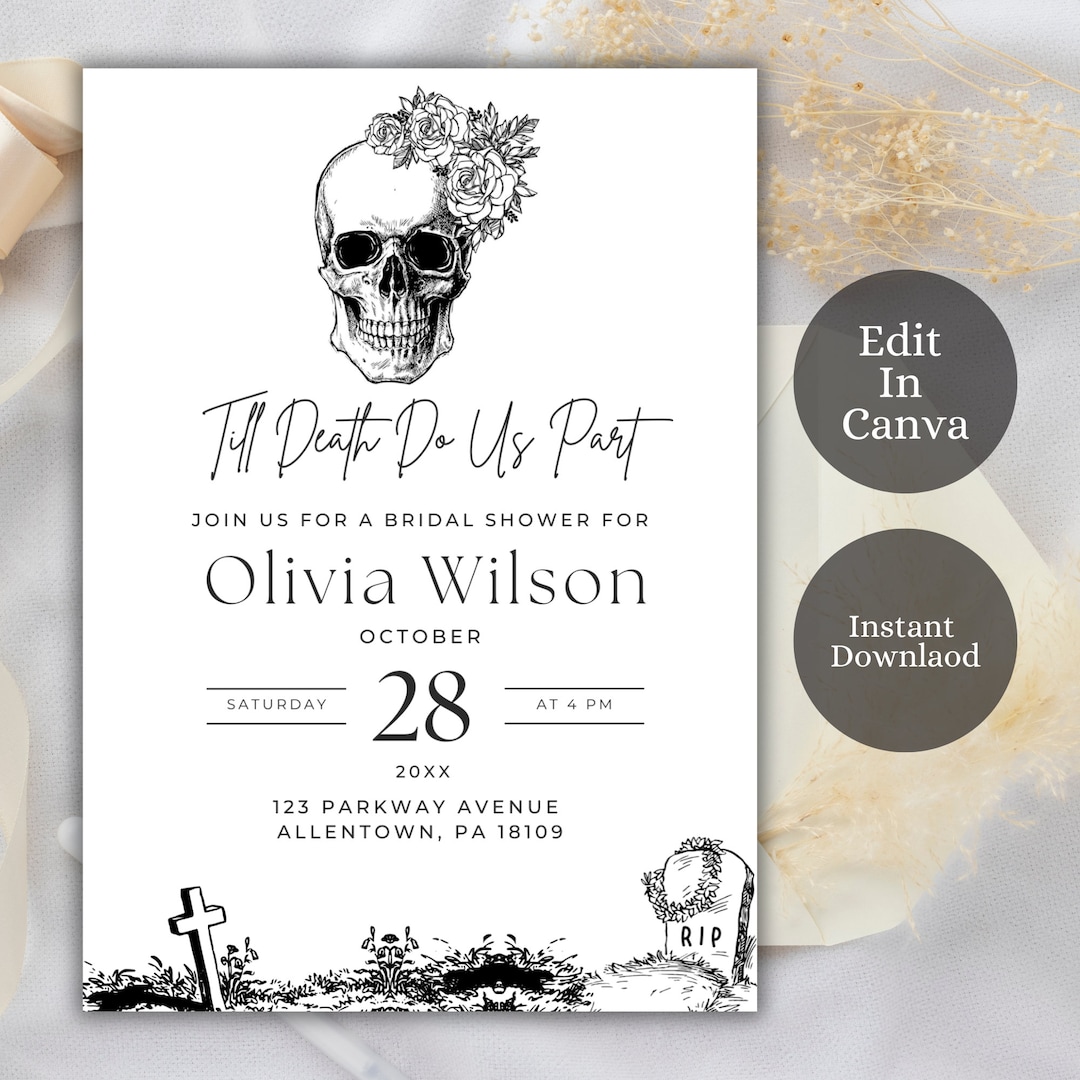 Editable Bridal Shower Invitation, Bridal Shower Party, Till Death Do ...