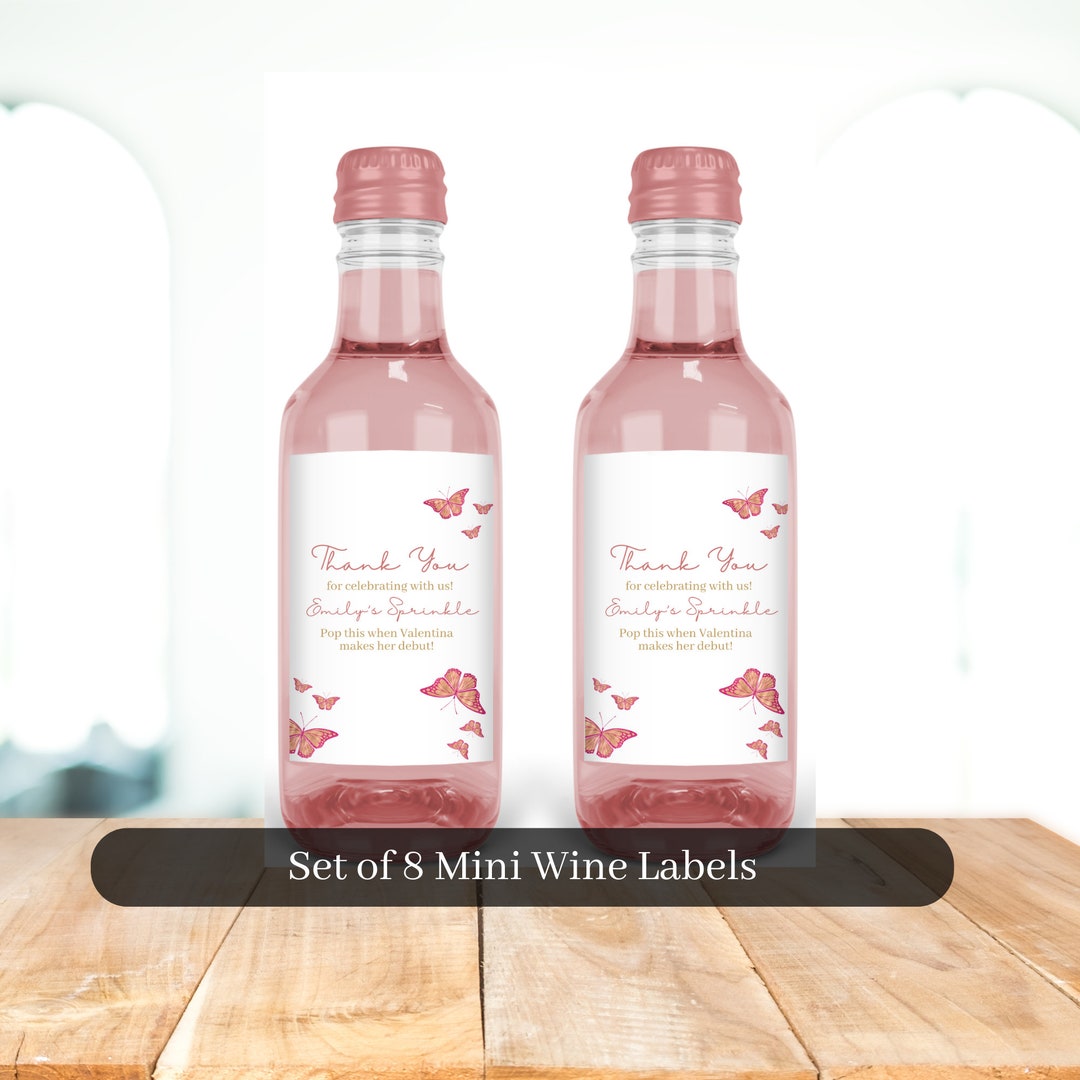 Set of 8 Custom Mini Wine Bottle Labels, Custom Mini Wine Bottle Labels ...