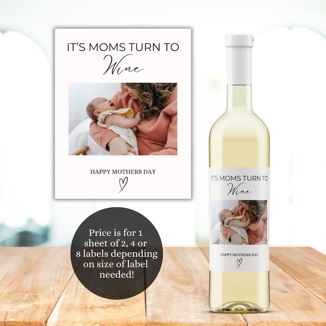 Custom Printed Mothers Day Wine Label, Photo Wine Label, Funny Wine ...