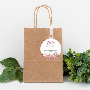 Custom Printed Baby Shower Round Labels, Floral Pink Green Baby Showe ...