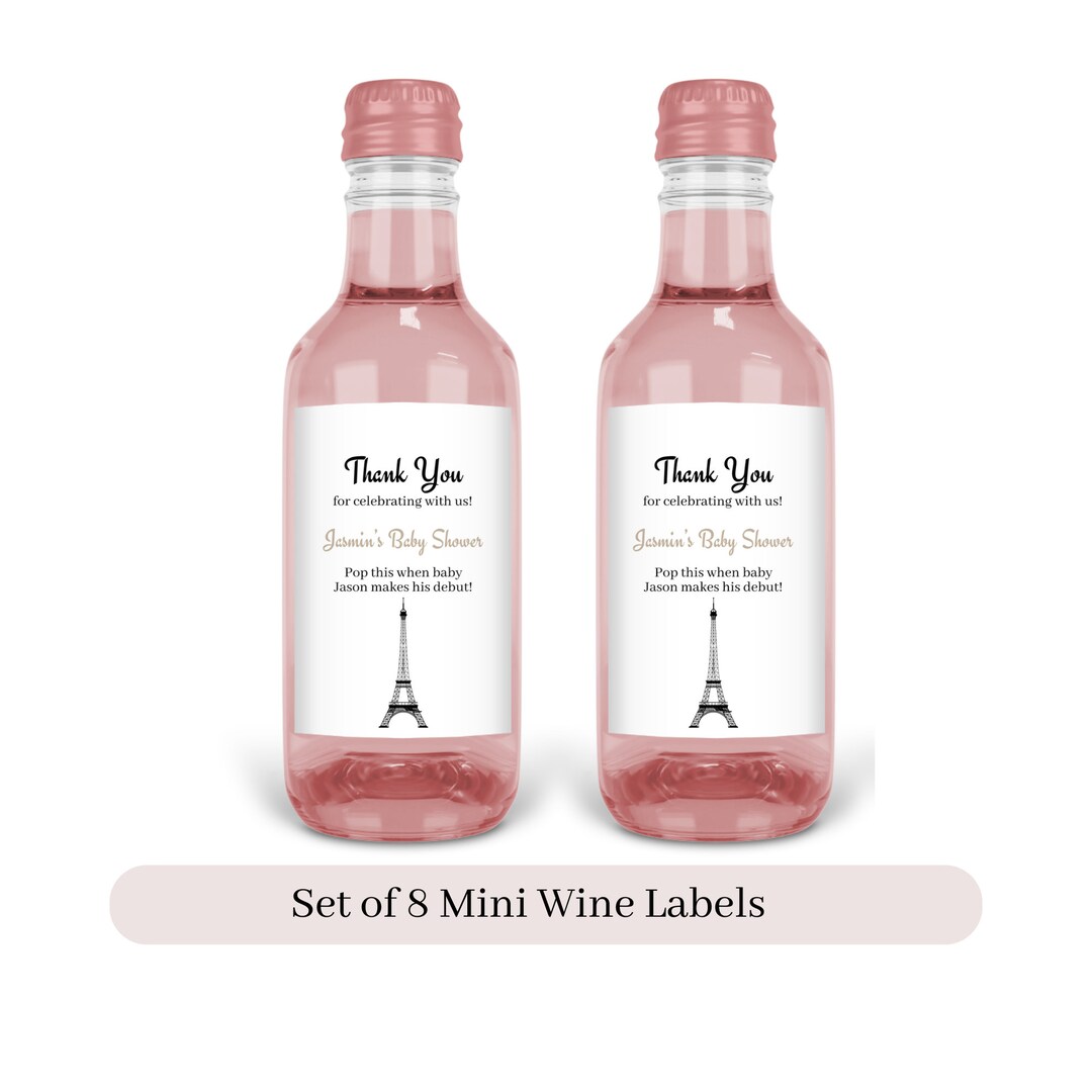Set of 8 PRINTED Custom Mini Wine Bottle Labels, Custom Mini Wine ...