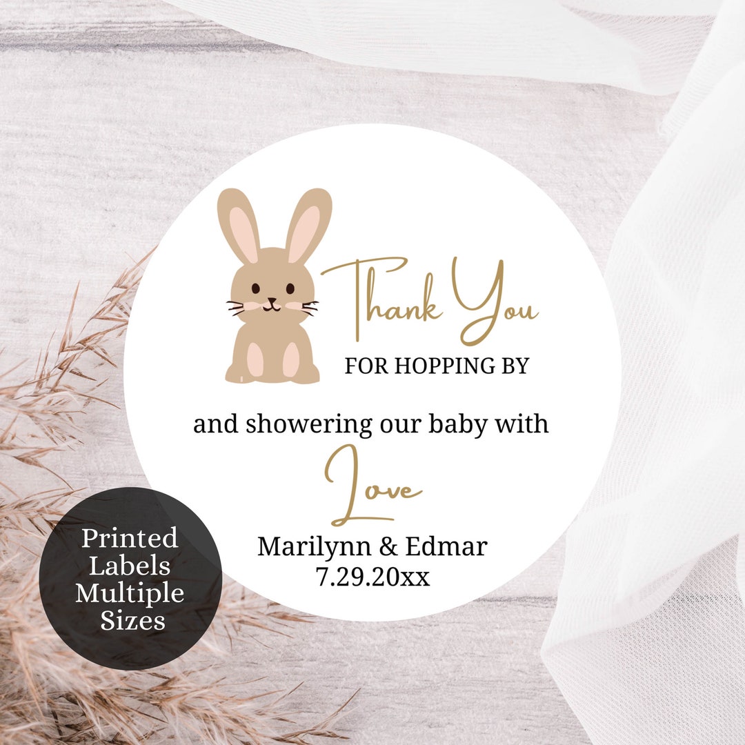 Thank You for Hopping by Favor Labels, Bunny Baby Shower Thank You ...