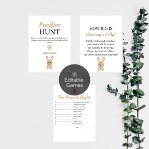 Bunny Rabbit Baby Shower Game Bundle, Bunny Baby Shower Game Set ...