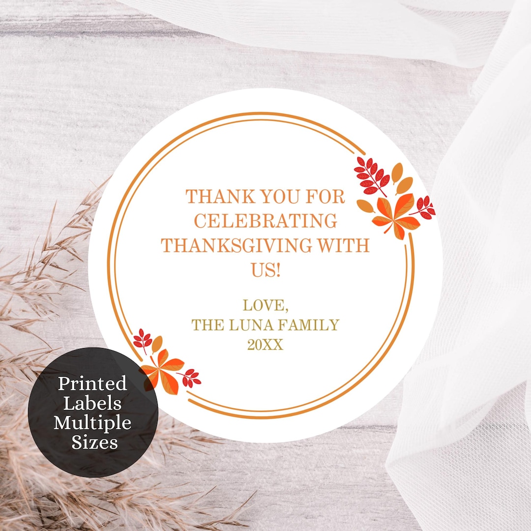 Custom Thanksgiving Stickers, Thankful Round Stickers, Printed Labels ...