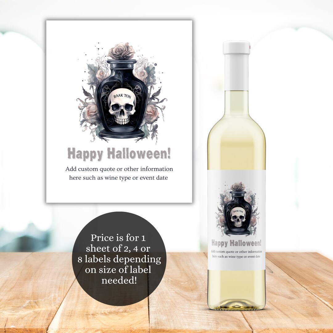 Custom PRINTED Wine Labels, Halloween Wine Labels, Spooky Wine Label ...