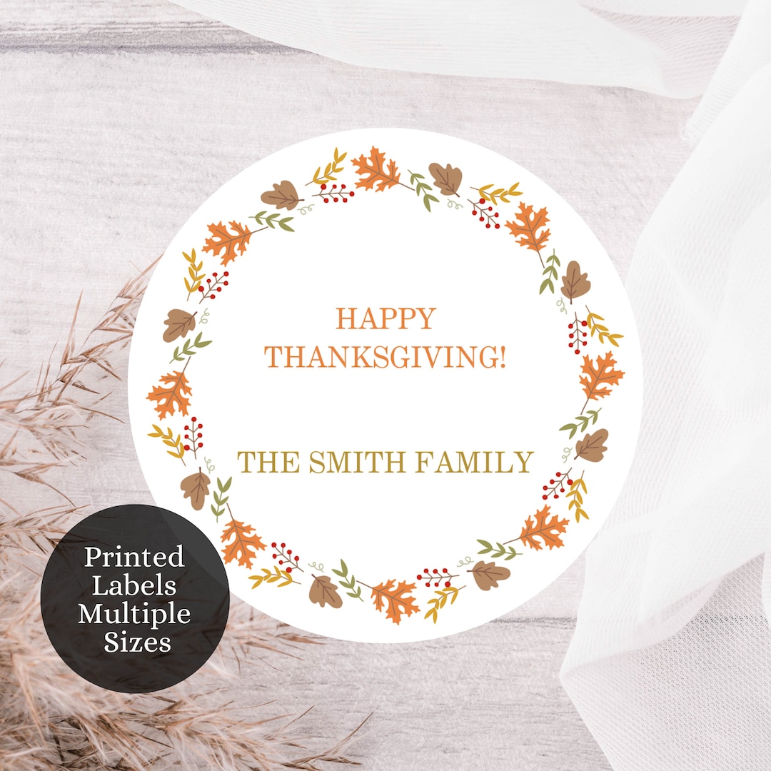 Custom Thanksgiving Stickers, Thankful Round Stickers, Printed Labels ...