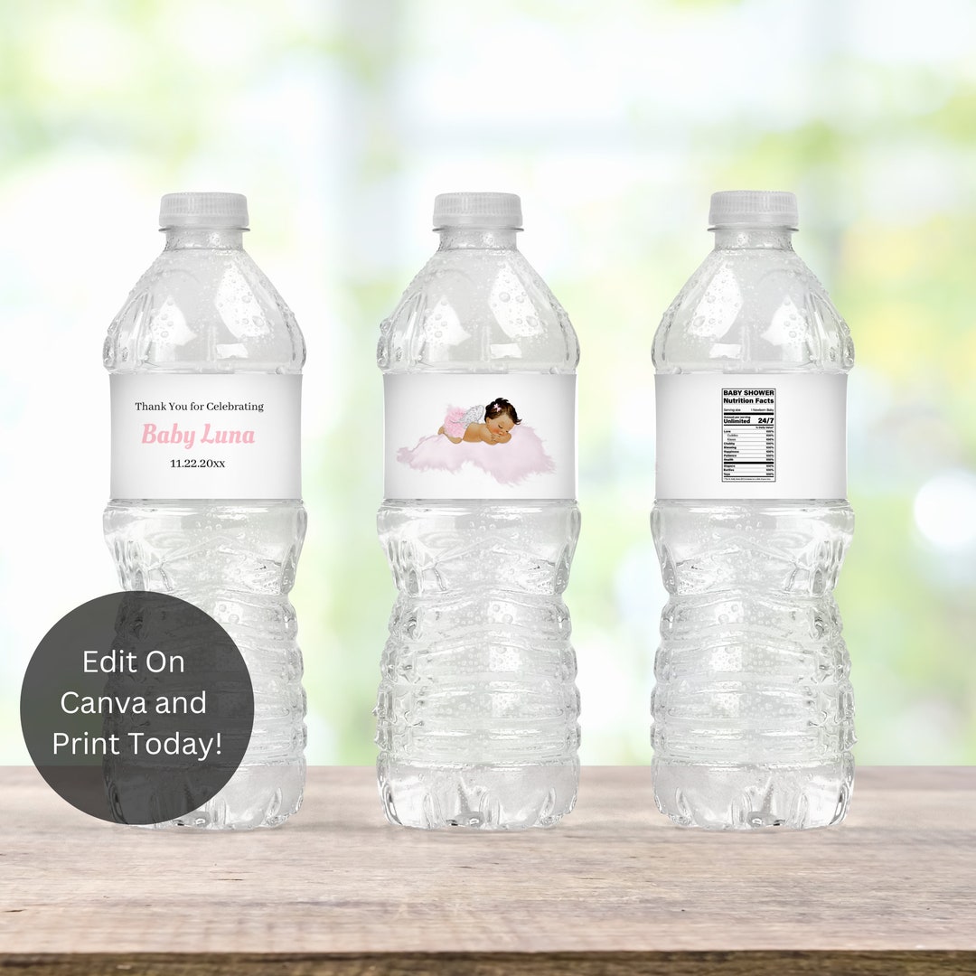 Editable Heaven Sent Angel Baby Water Bottle Label Template, Baby ...