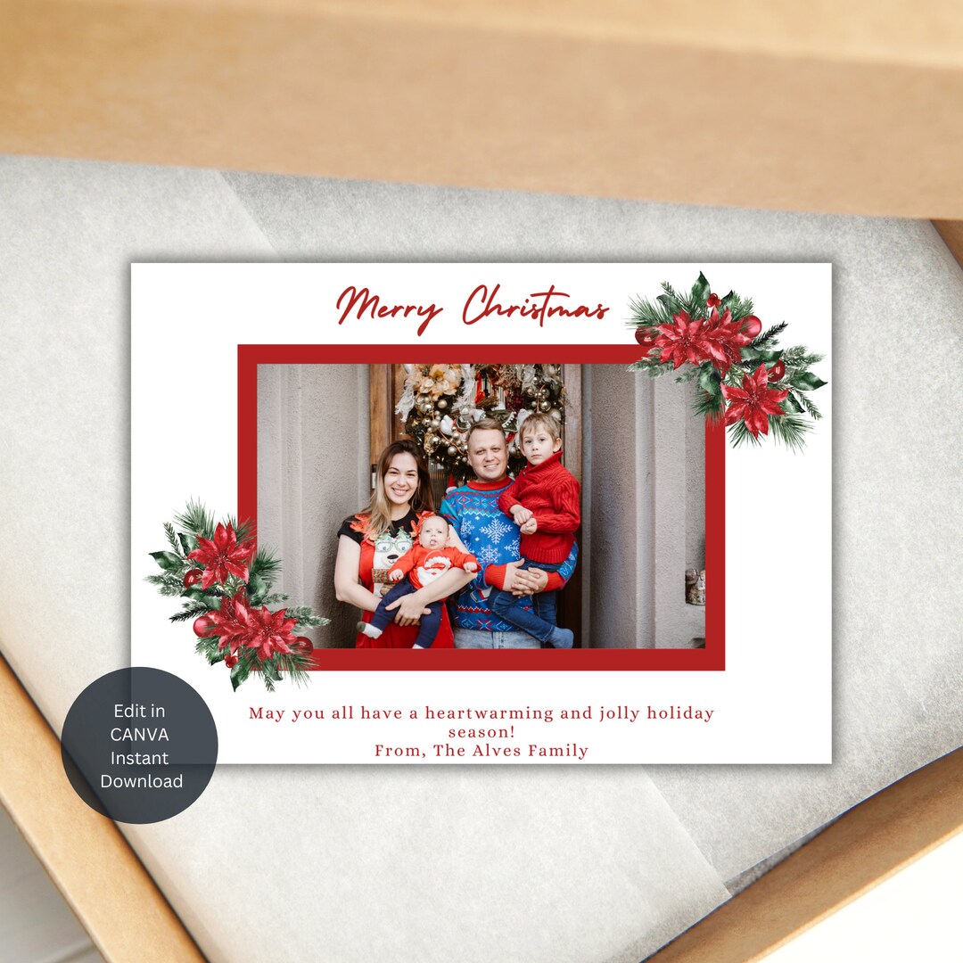 Editable Photo Christmas Card, Photo Holiday Card, Editable Holiday ...