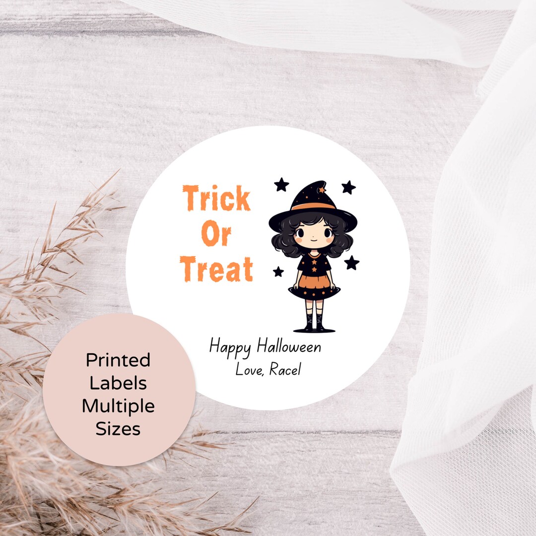 Custom Printed Halloween Labels, Kids Treat Labels, Halloween Labels ...