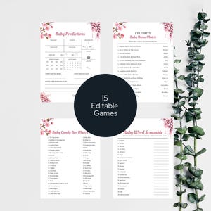 Editable Cherry Blossoms Floral Baby Shower Game Bundle Package, Baby ...