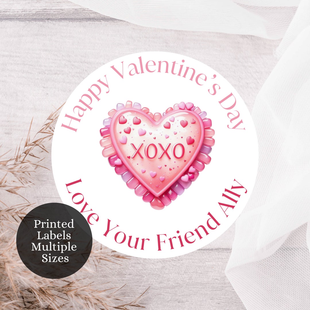 Custom Printed Valentine's Day Stickers, Personalized Love Hearts ...