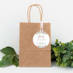 Custom Printed Baby Shower Round Labels, Floral Pink Green Baby Showe ...