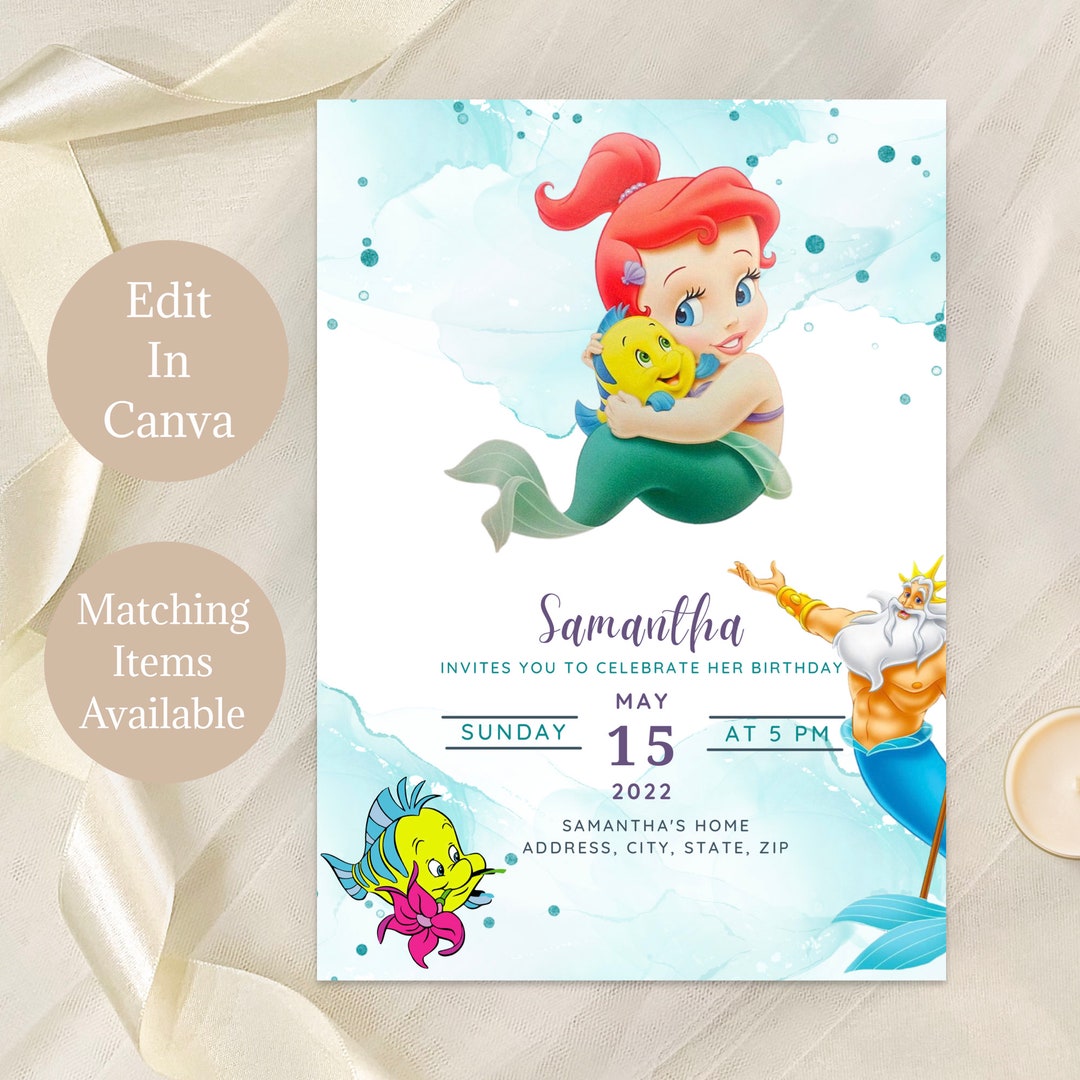 Editable Little Mermaid Invitation Mermaid Invitation Little - Etsy ...