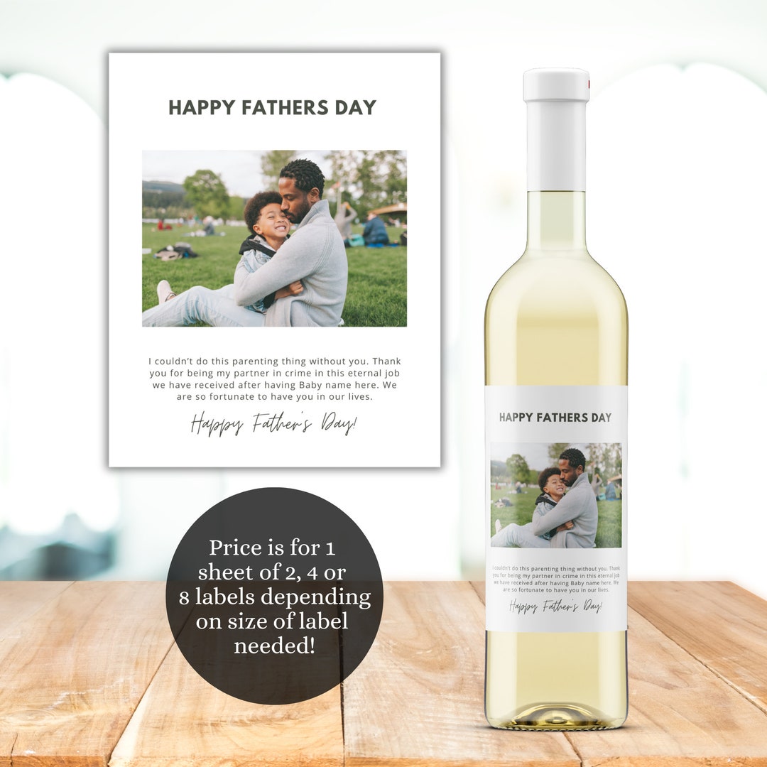 Printed Custom Father's Day Wine Label, Happy Father's Day, Dad Wine ...