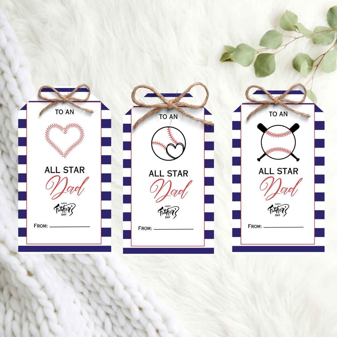 Father’s Day Gift Tag Printable, All Star Dad Baseball Father's Day ...