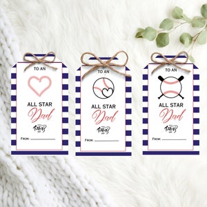 Father’s Day Gift Tag Printable, All Star Dad Baseball Father's Day ...