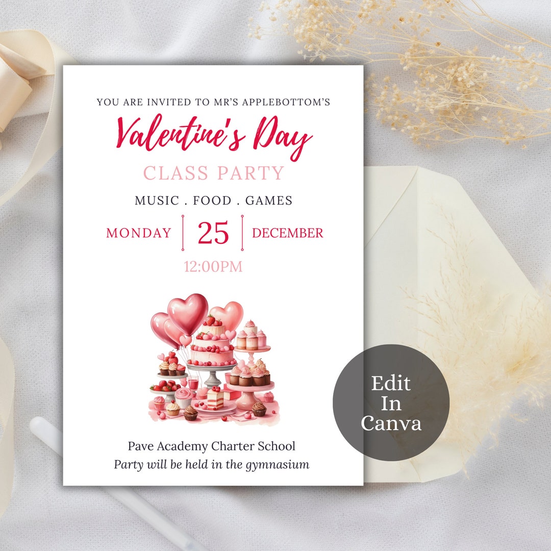 Editable Valentine's Day Party Invitation, Valentine's Day Class Party ...