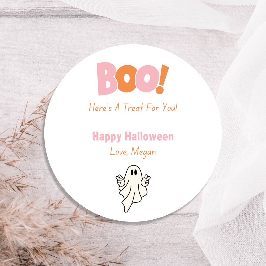 Custom Printed Retro Halloween Favor Tags, Boo Here's A Treat for You ...