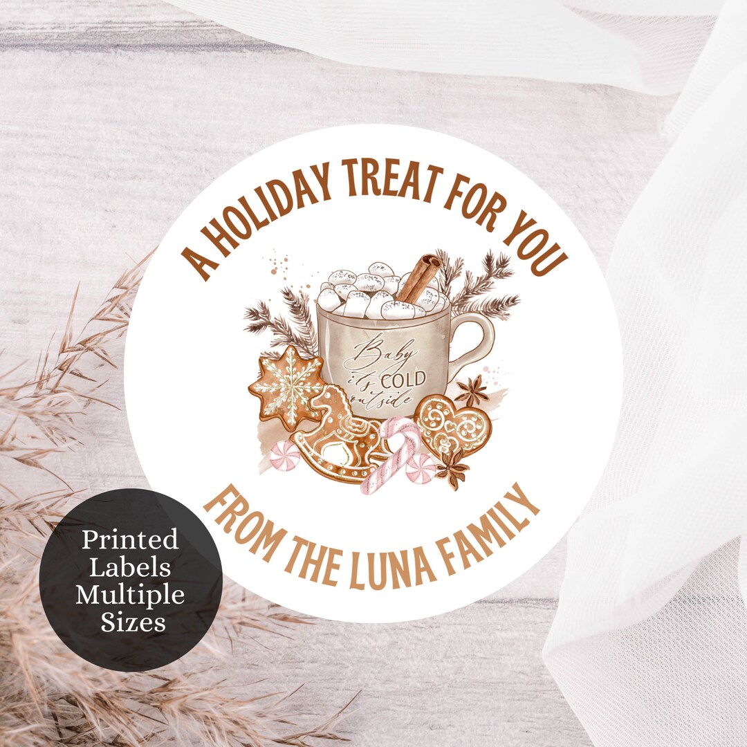 A Holiday Treat for You Label, Custom Christmas Labels, Christmas ...