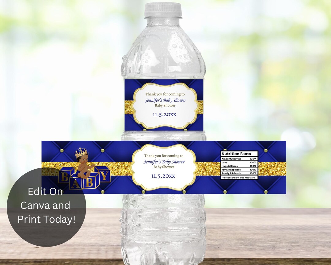 Editable Royal Prince Water Bottle Label Template, Royal Prince Baby ...