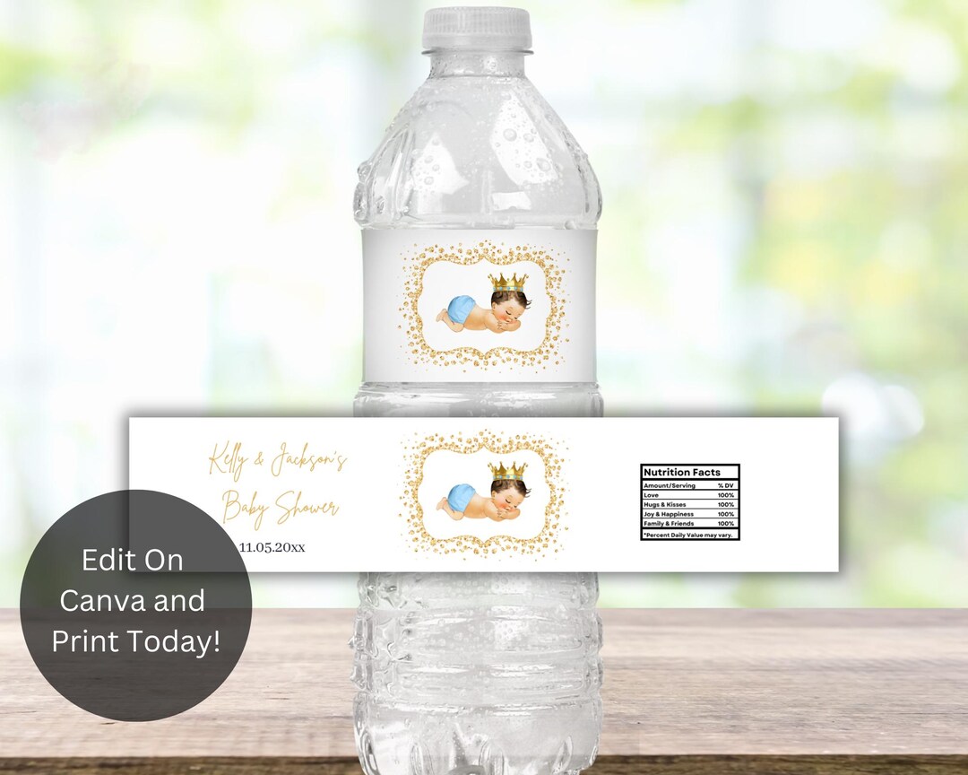 Editable Royal Prince Water Bottle Label Template, Royal Prince Baby ...