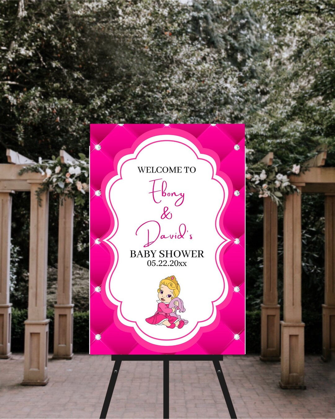 Editable Princess Baby Shower Welcome to Party Sign, Printable Baby ...