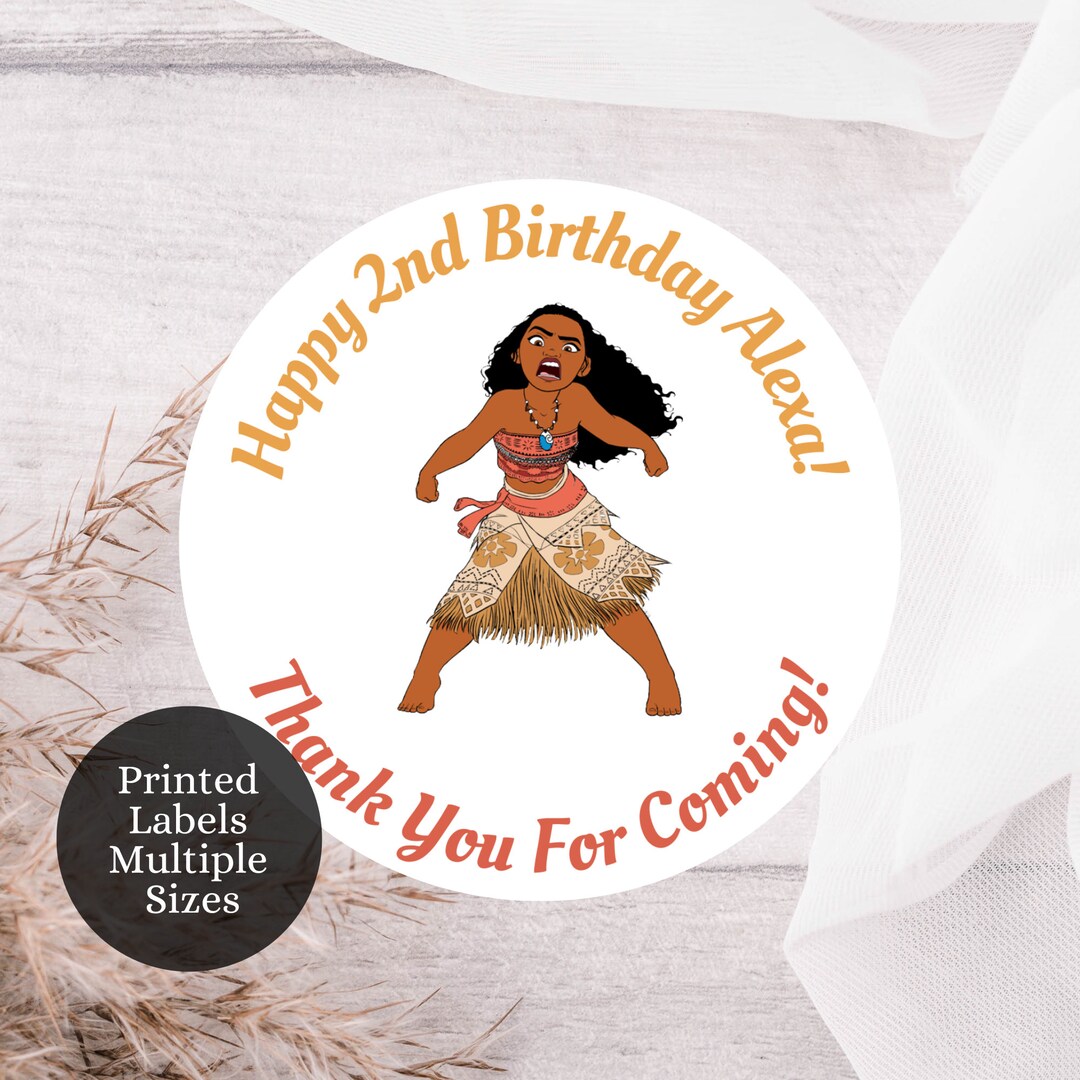 Custom Printed Moana Party Favor Labels, Goody Bag Labels, Moana ...