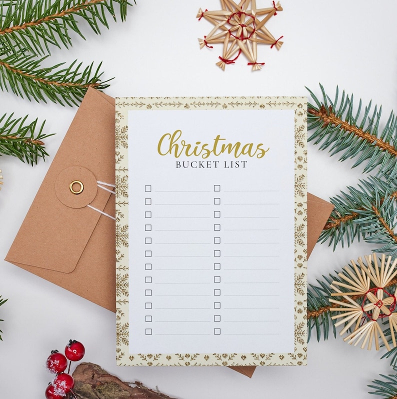 Christmas Bucket List Printable Christmas Fillable Bucket - Etsy