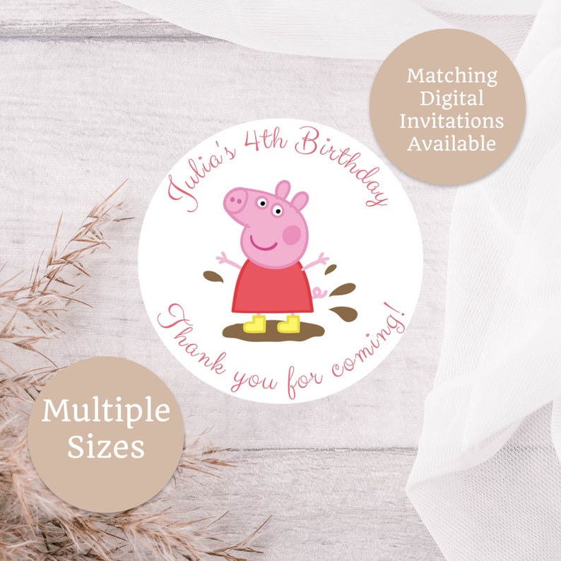 Personalized Peppa Pig Round Stickers Peppa Pig Birthday - Etsy