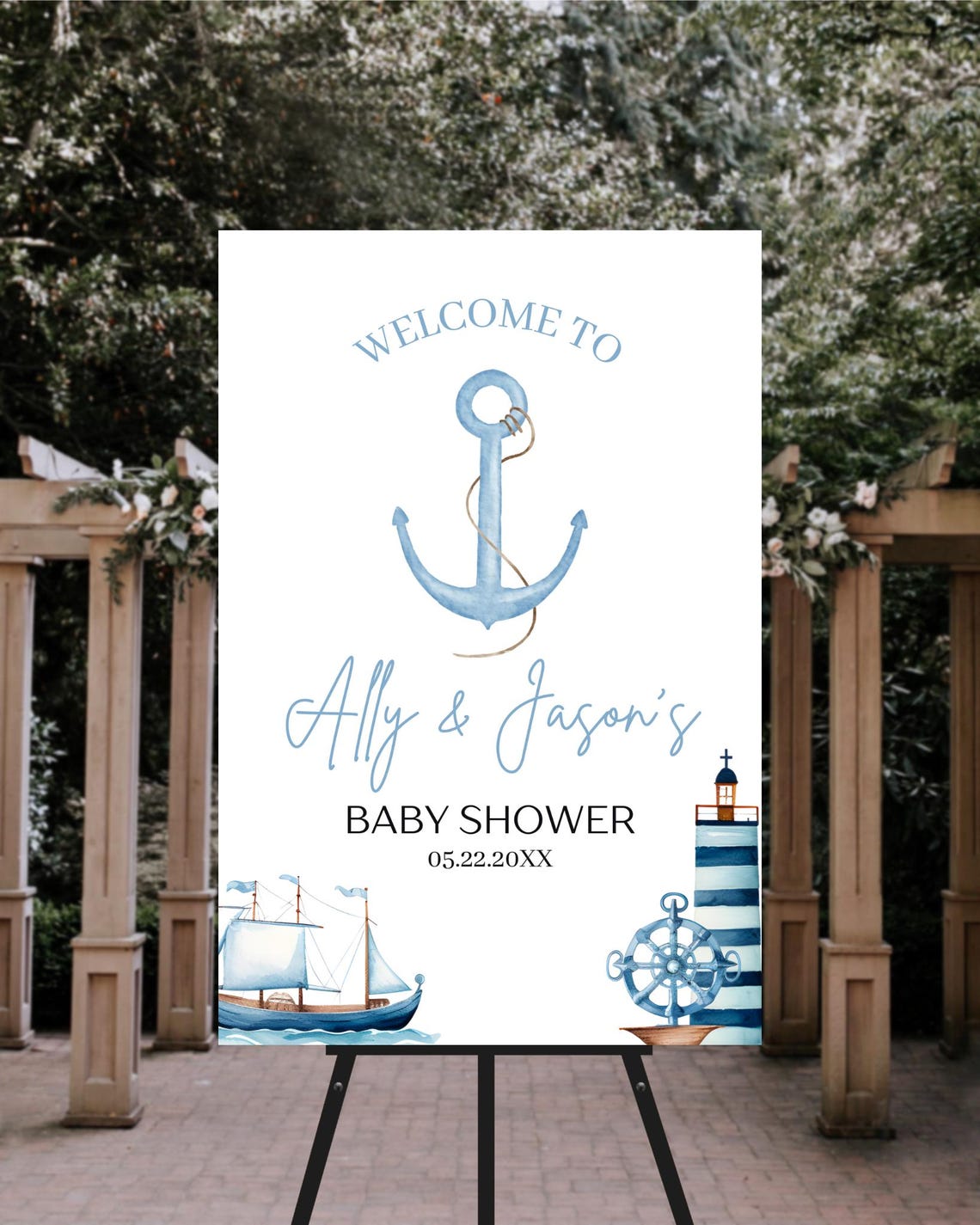 Editable Nautical Themed Welcome Party Sign, Printable, Editable Baby ...
