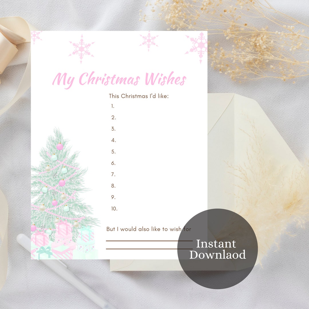 My Christmas Wishes Wish List Template, Christmas Wish List Printable ...