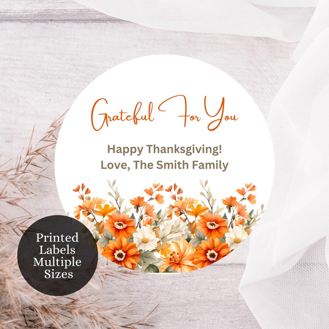 Custom Thanksgiving Stickers, Thankful Round Stickers, Printed Labels ...