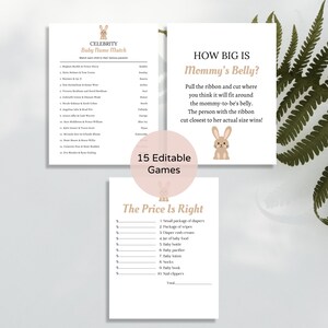 Bunny Rabbit Baby Shower Game Bundle, Bunny Baby Shower Game Set ...