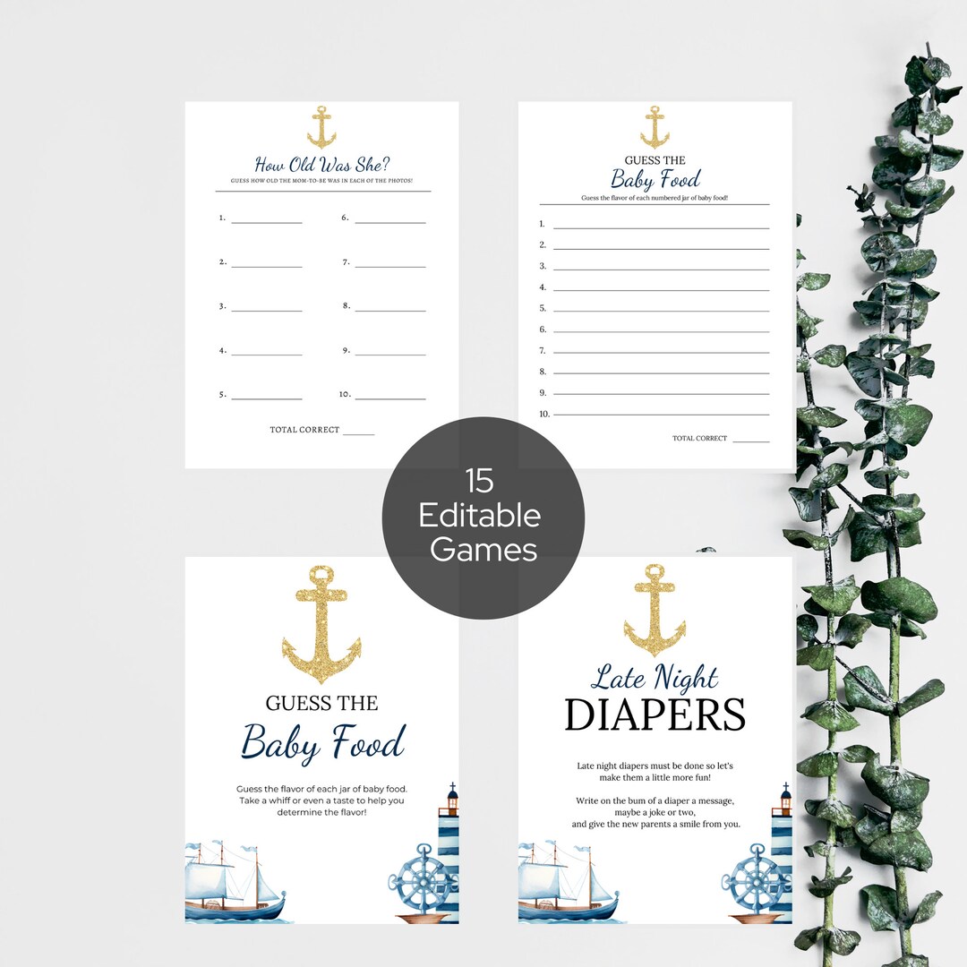 Editable Nautical Baby Shower Game Bundle Templates, Ahoy Its a Boy ...